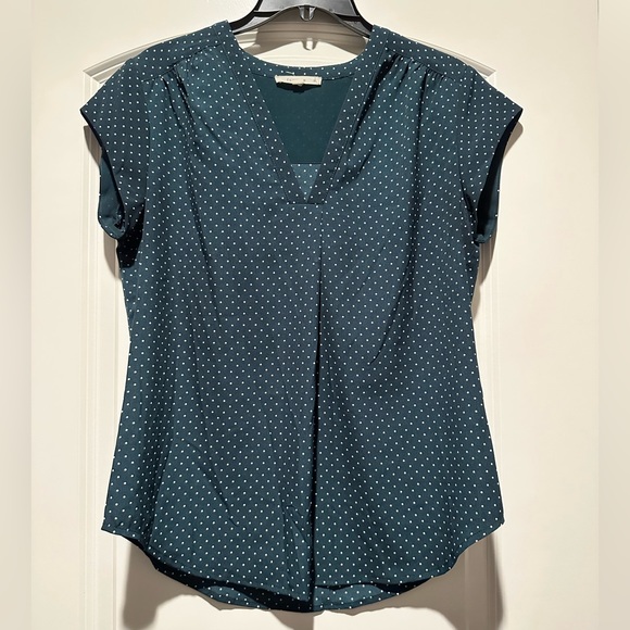 fun 2 fun | Tops | Fun2fun Green And White Polka Dot Blouse Size Small ...
